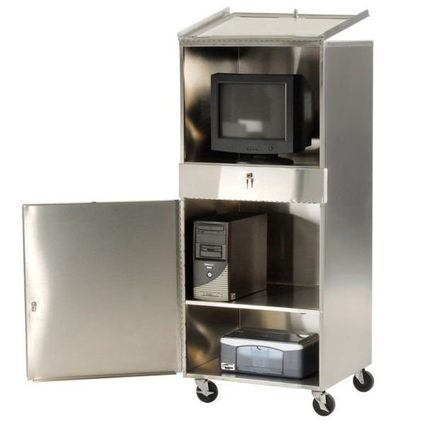 AERO Manufacturing Stainless Steel Mobile Computer Cabinet | ErgoSpec