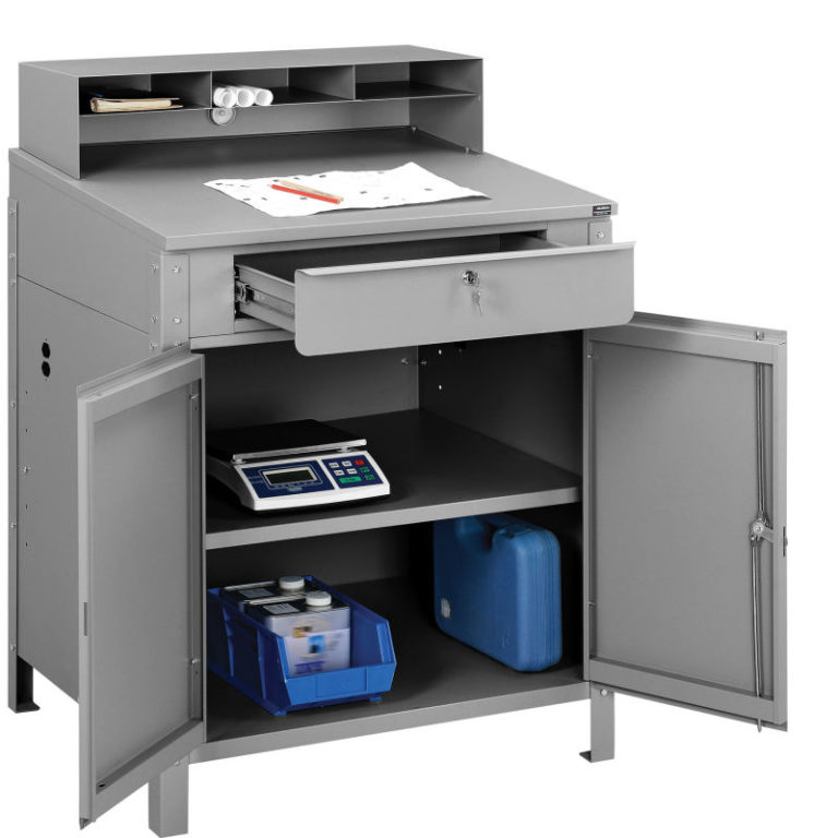 Cabinet Shop Desk with Pigeonhole Compartment Riser 34-1/2"W x 30"D x ...