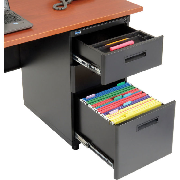 Interion Office Desk with 3 Drawers - 48" x 24" - Cherry | ErgoSpec