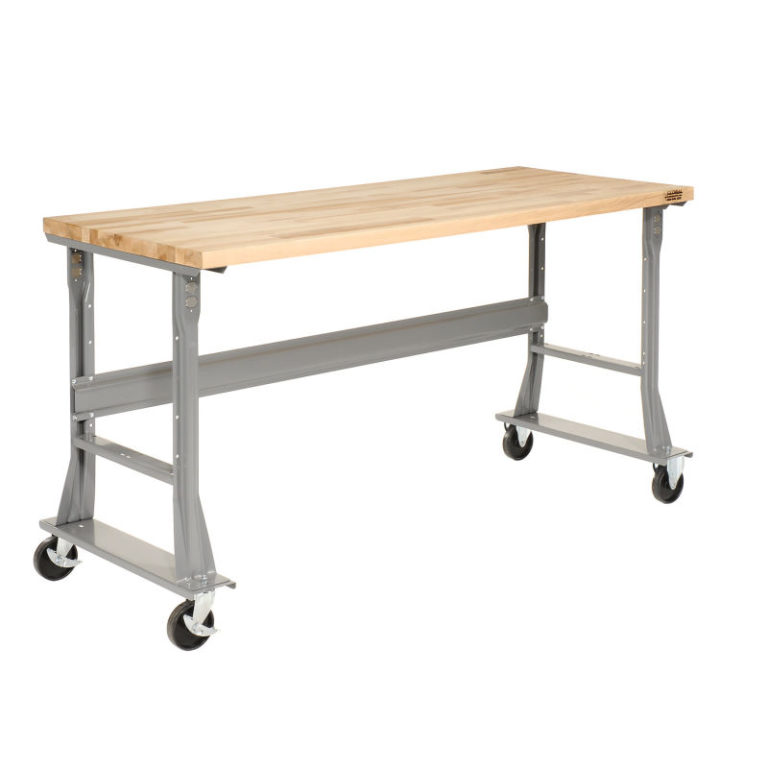 48"W x 30"D Mobile Fixed Height C-Channel Flared Leg Workbench - Maple ...